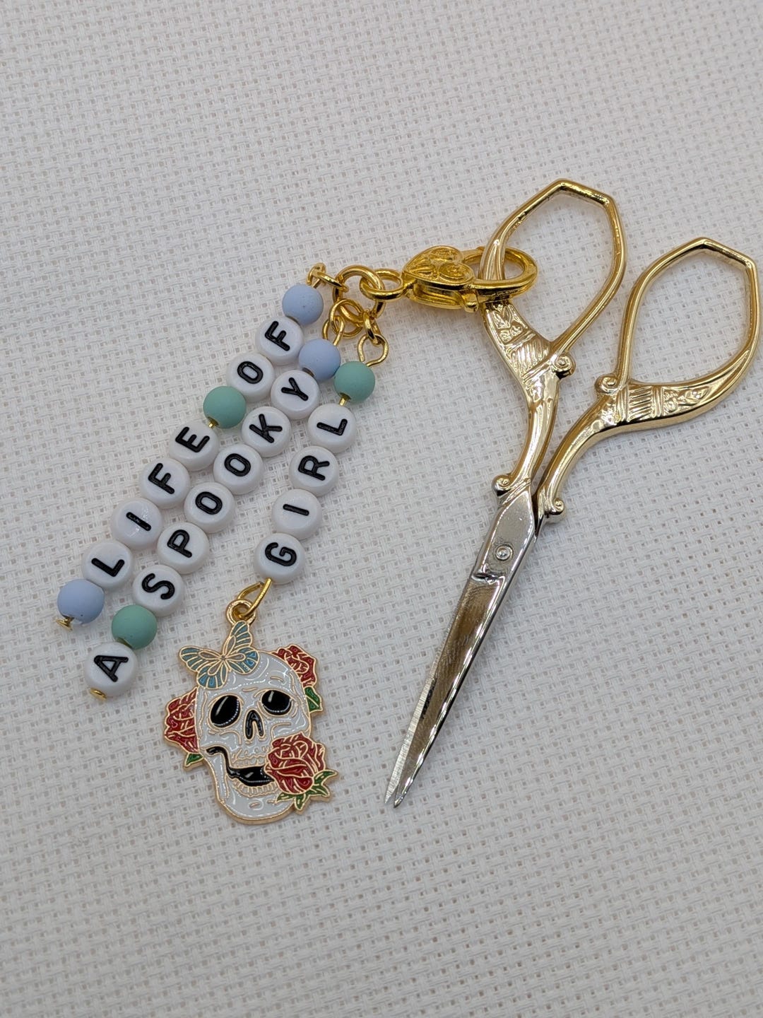 Life of a Spooky Girl Scissor Fob | Skull Roses Charm | Halloween ...