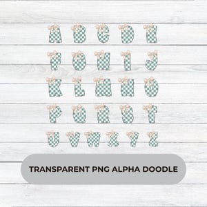 Teal Checkers and Bows Alphabet Pngs + Editable Name Template ...