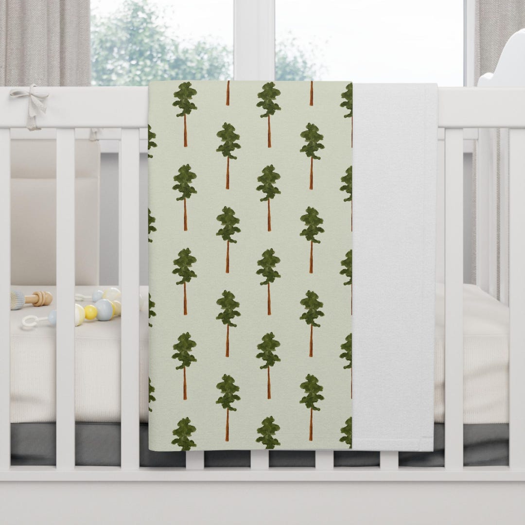 Fleece Blanket, Watercolor Evergreen Tree Pattern, Nursery Decor, Baby ...