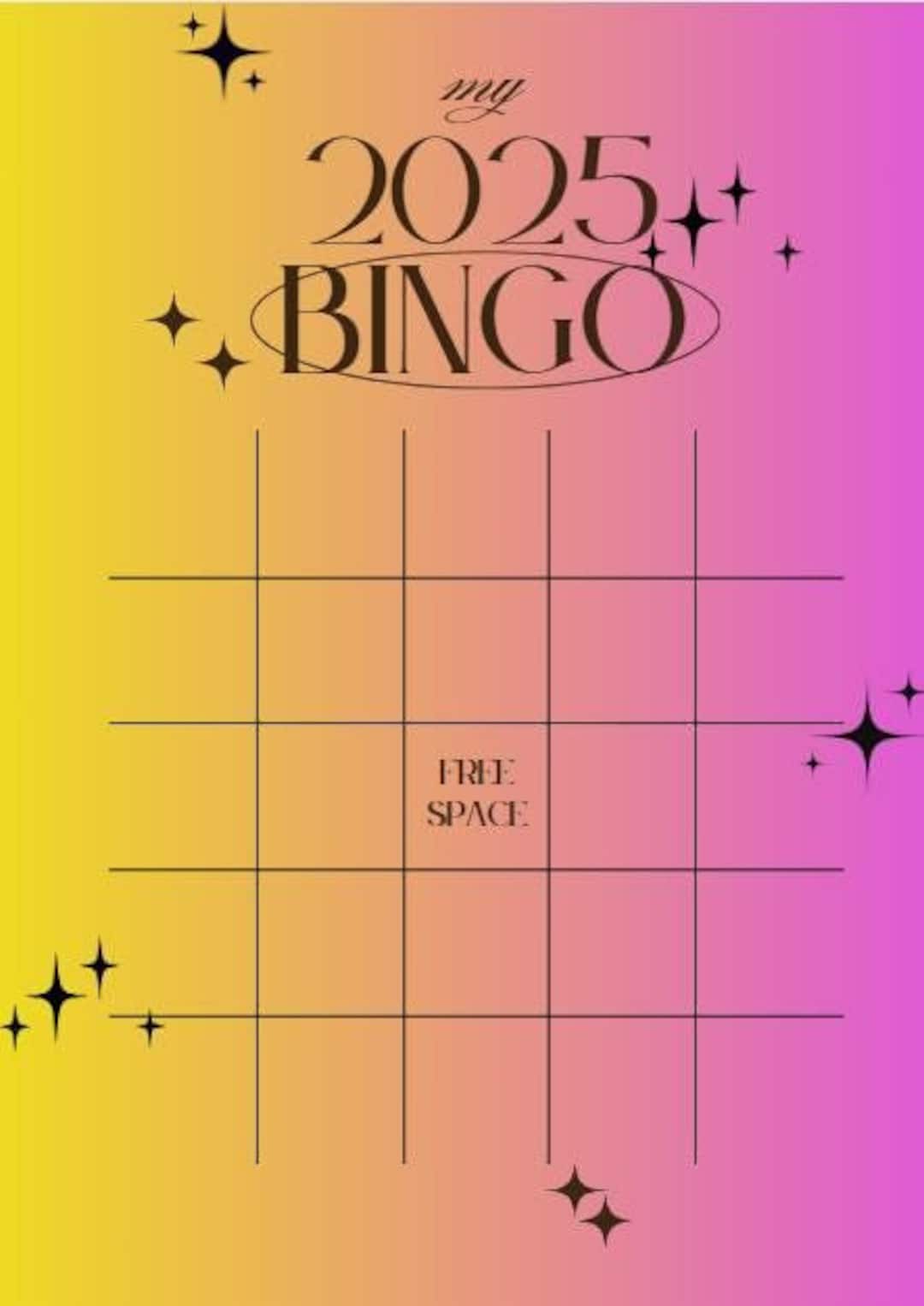 2025 Bingo Template - Etsy