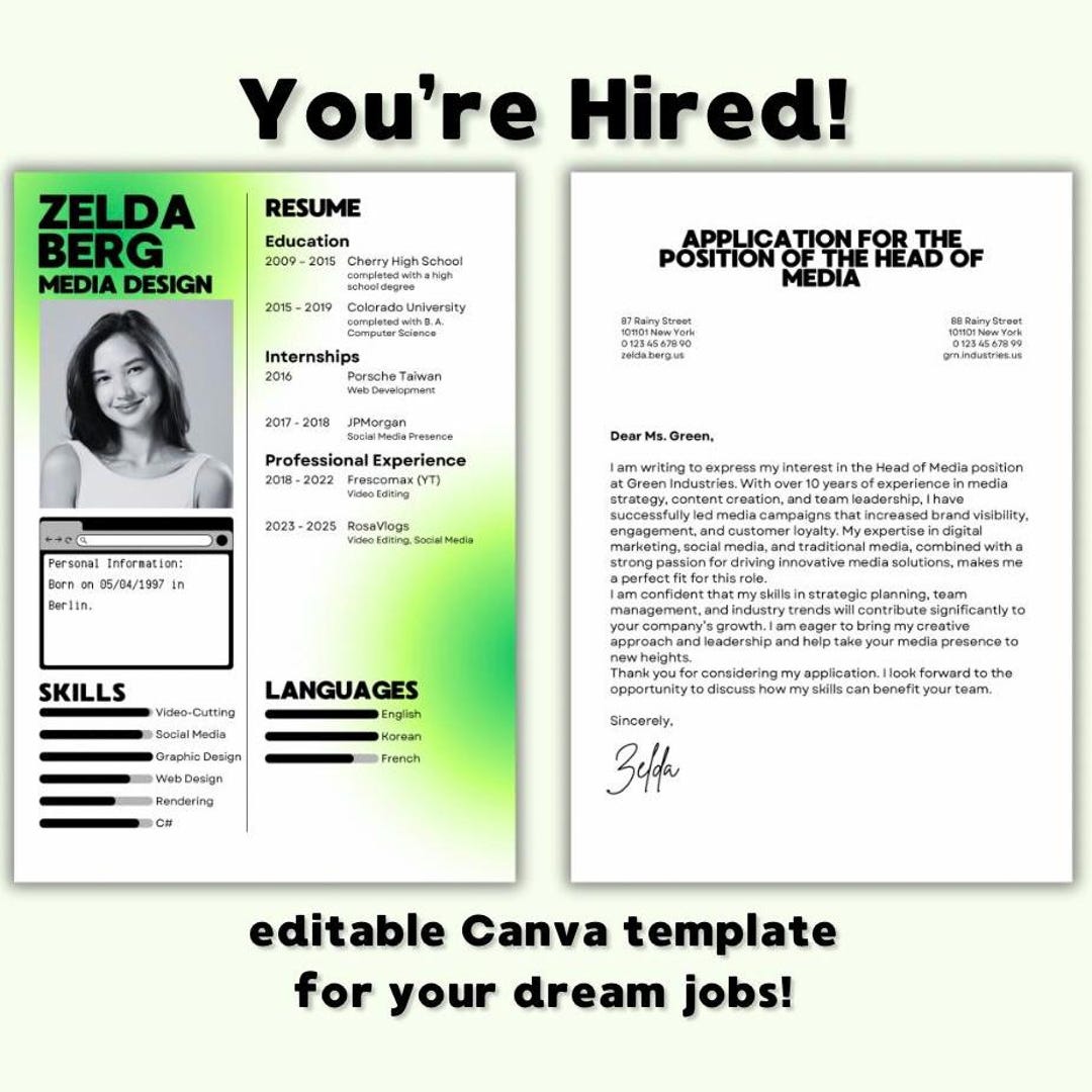Canva Job Application Templates - Etsy