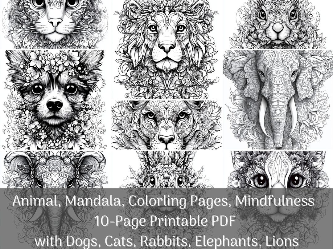 Animal, Mandala, Coloring Pages, Mindfulness 10-page Printable PDF With ...