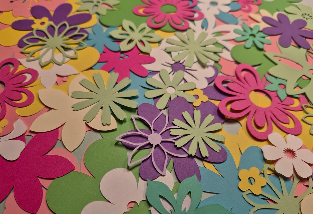 50 Flower Shaped Cardstock Cutouts | Spring Colors Pastel | Summer ...