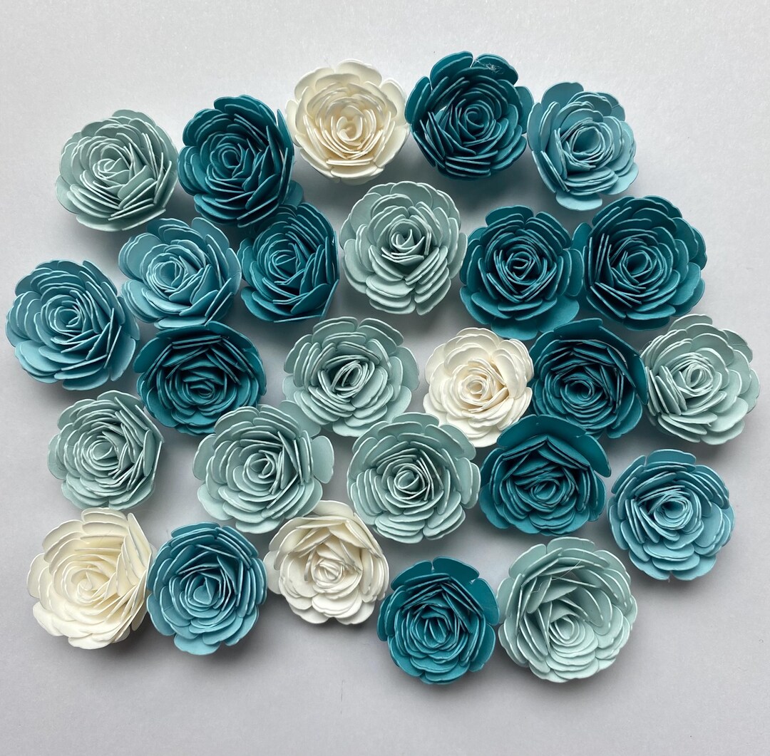 Rolled Paper Flowers in Shades of Blue | Rolled Paper Roses | Party ...