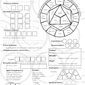 Color Theory Worksheet: Blank Color Wheel, Digital Coloring Page (PDF ...