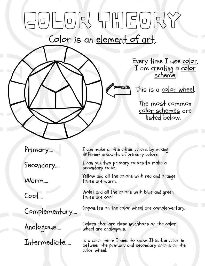 Color Theory Worksheet Bundle | Color Wheel, Art Education (digital ...