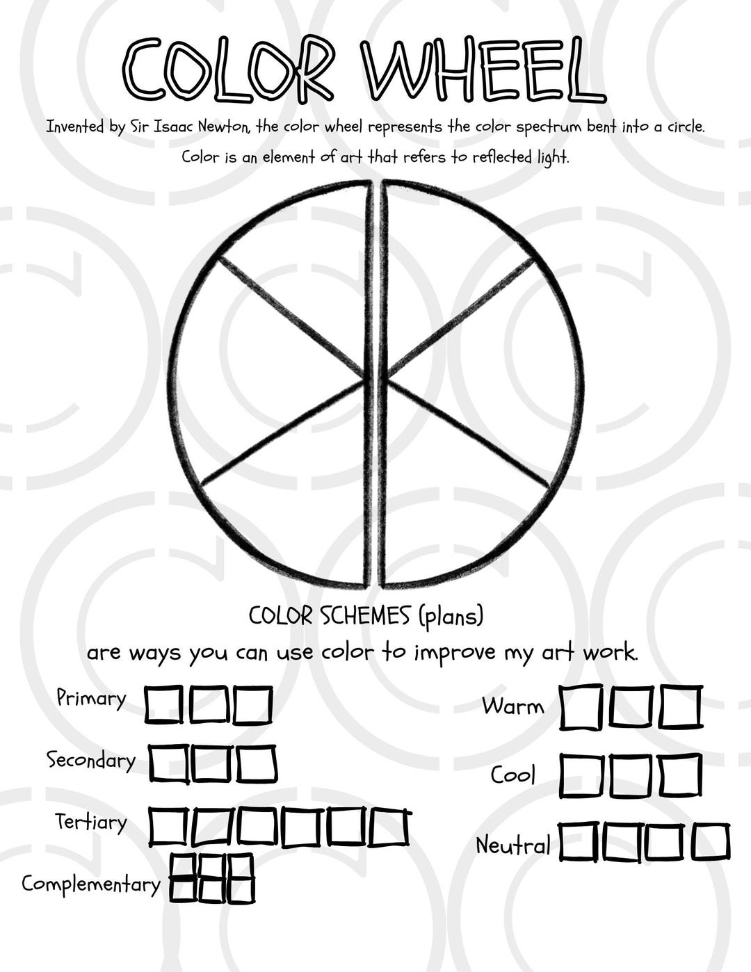 Blank Coloring Wheel Worksheet Art Class Digital Blank Color Theory ...