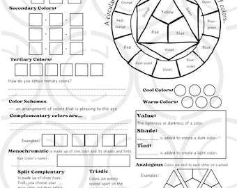 Color Theory Worksheet: Blank Color Wheel, Digital Coloring Page (PDF ...