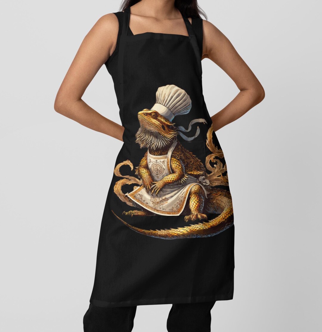 Chef Bearded Dragon Apron Reptile Lover Gift Fun Cooking & Baking Apron ...