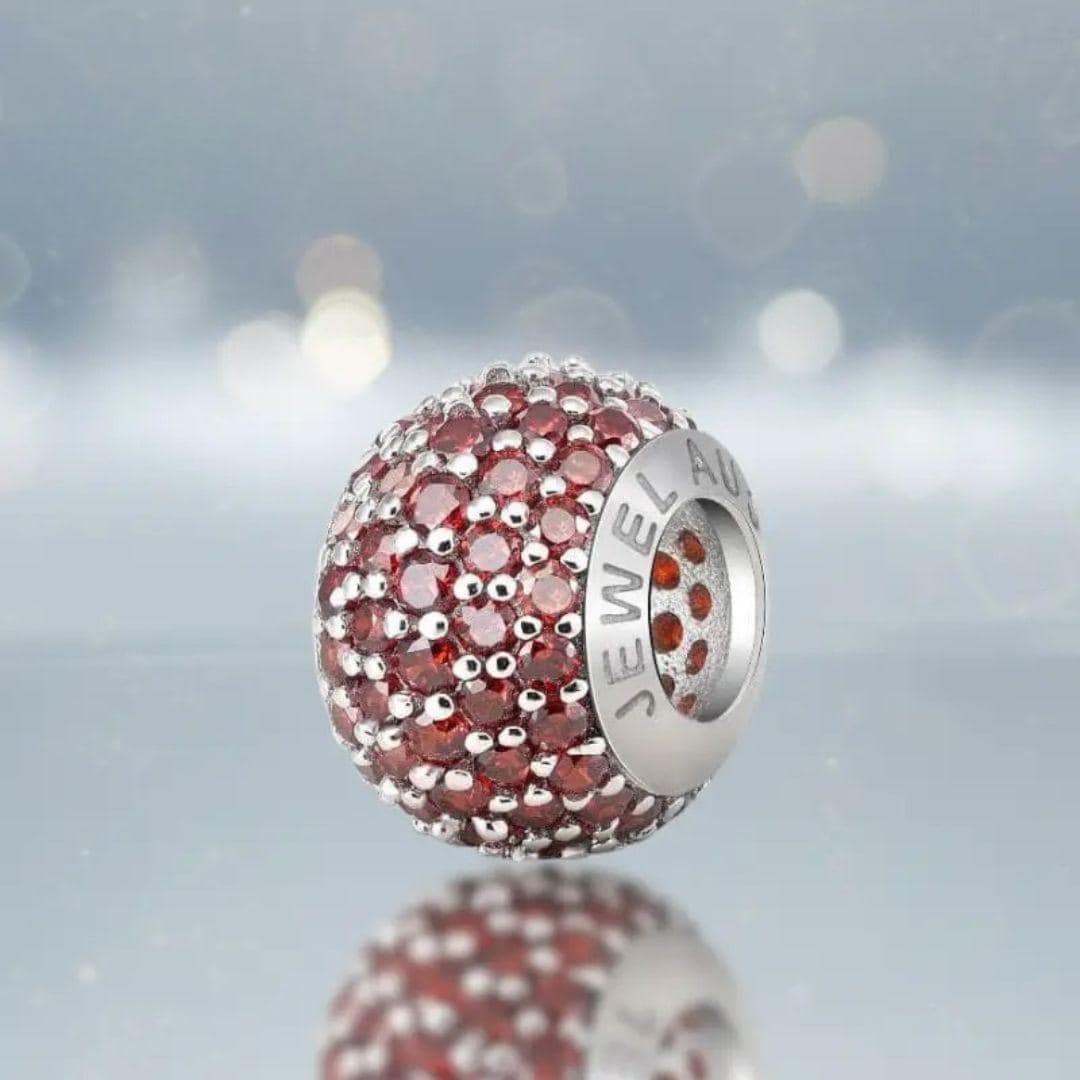 Ruby Red Pavé Crystal Charm, Sterling Silver | Sparkling Bead Fits ...