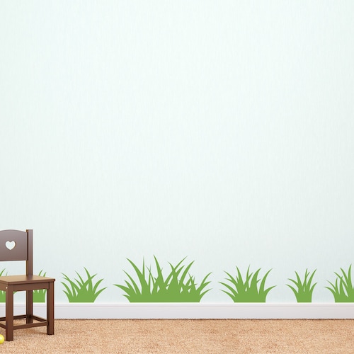 Grass and Flowers Wall Decal Set of 7 Grass Patches With - Etsy