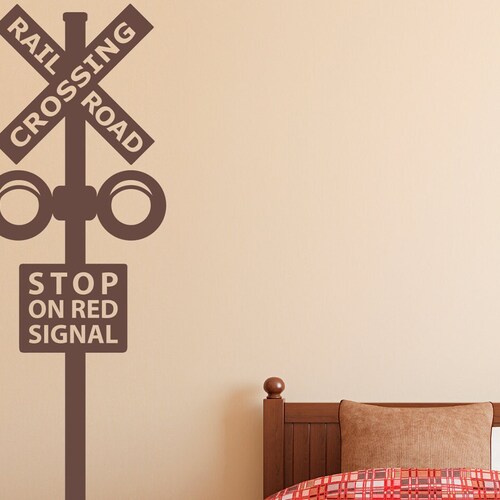 Railroad Crossing Sign Decal Train Crossing Wall Vinyl | Etsy