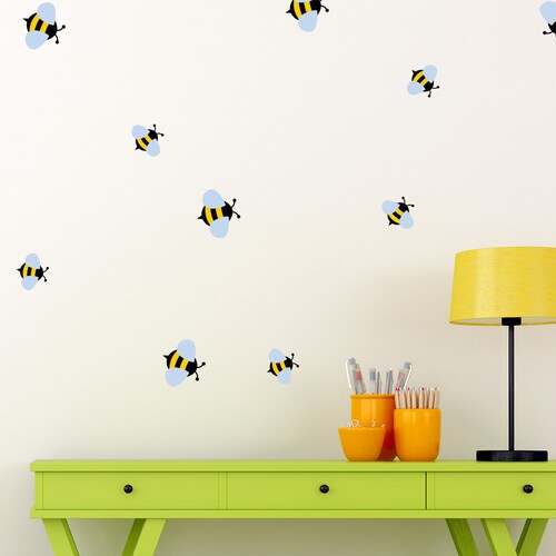 Bee Wall Decal Set of 17 Bumblebees Wall Sticker | Etsy