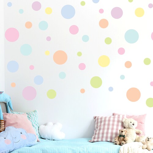 Pastel Rainbow Polka Dot Wall Decal Set Set of 67 Polka Dots - Etsy