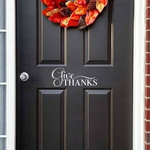 Give Thanks Decal | Front Door Decor | Thanksgiving Vinyl | Door ...