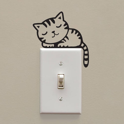 Cat Light Switch Decal Lightswitch Sleeping Kitten Decal - Etsy