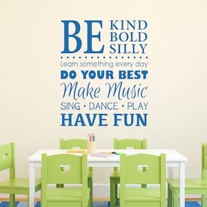 Be Kind Bold Silly Decal | Make Music | Have Fun | Sing Dance Play ...