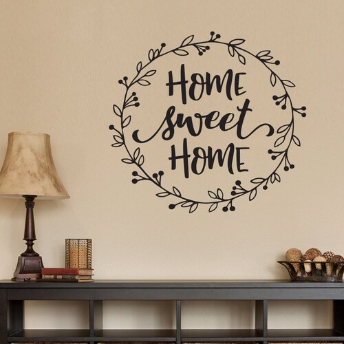 Home Sweet Home Decal Farmhouse Decor Laurel Wall Vinyl | Etsy