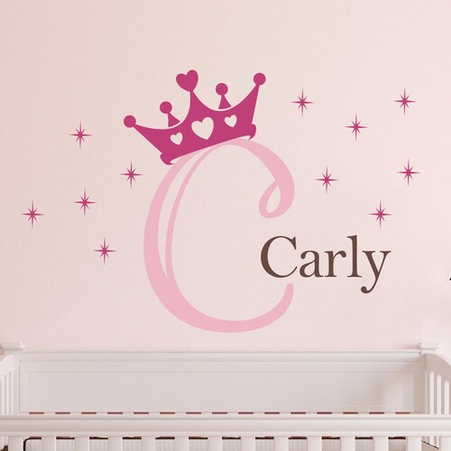 Personalized Princess Crown Decal Set Initial Name Girl Wall | Etsy
