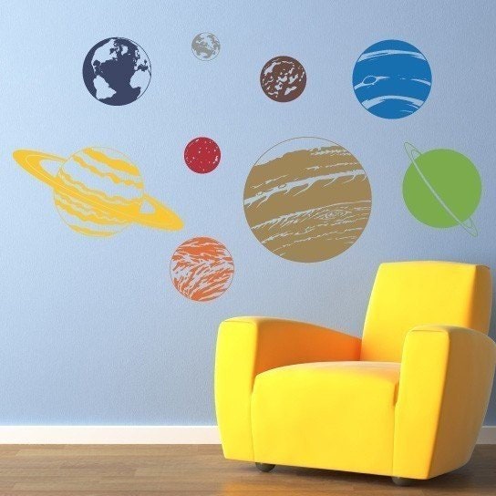 Planet Wall Decal Set Solar System Sticker Wall Decor - Etsy UK