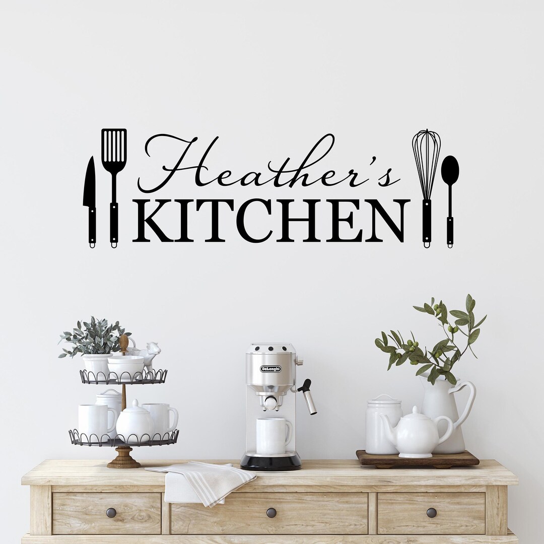 Personalized Name Kitchen Wall Decal | Kitchen Utensils Vinyl - Etsy