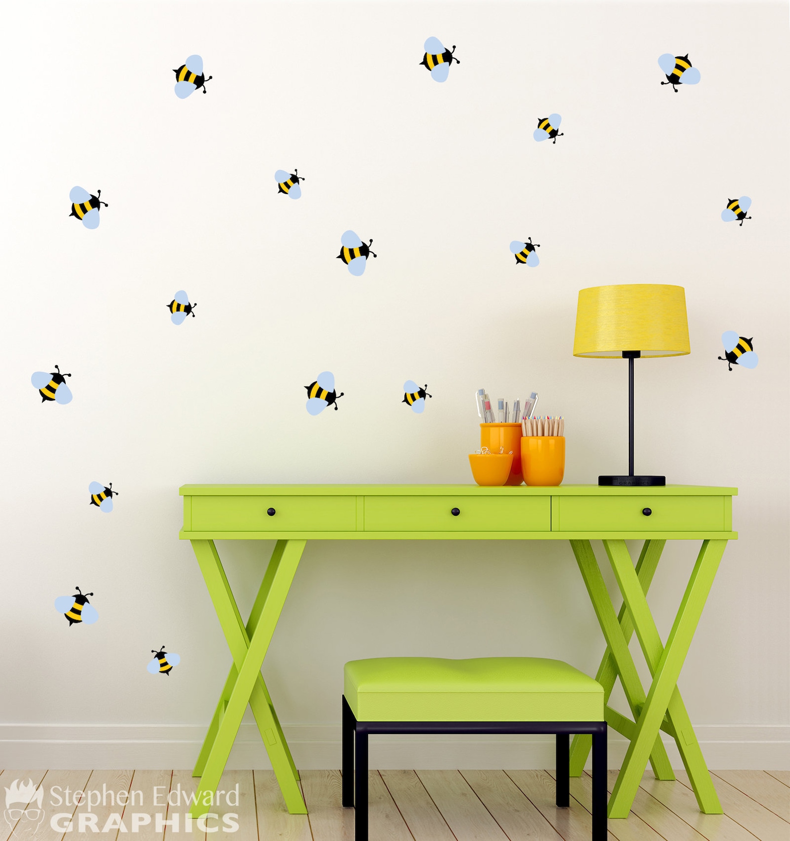 Bee Wall Decal | Set of 17 Bumblebees | Wall Sticker - Etsy