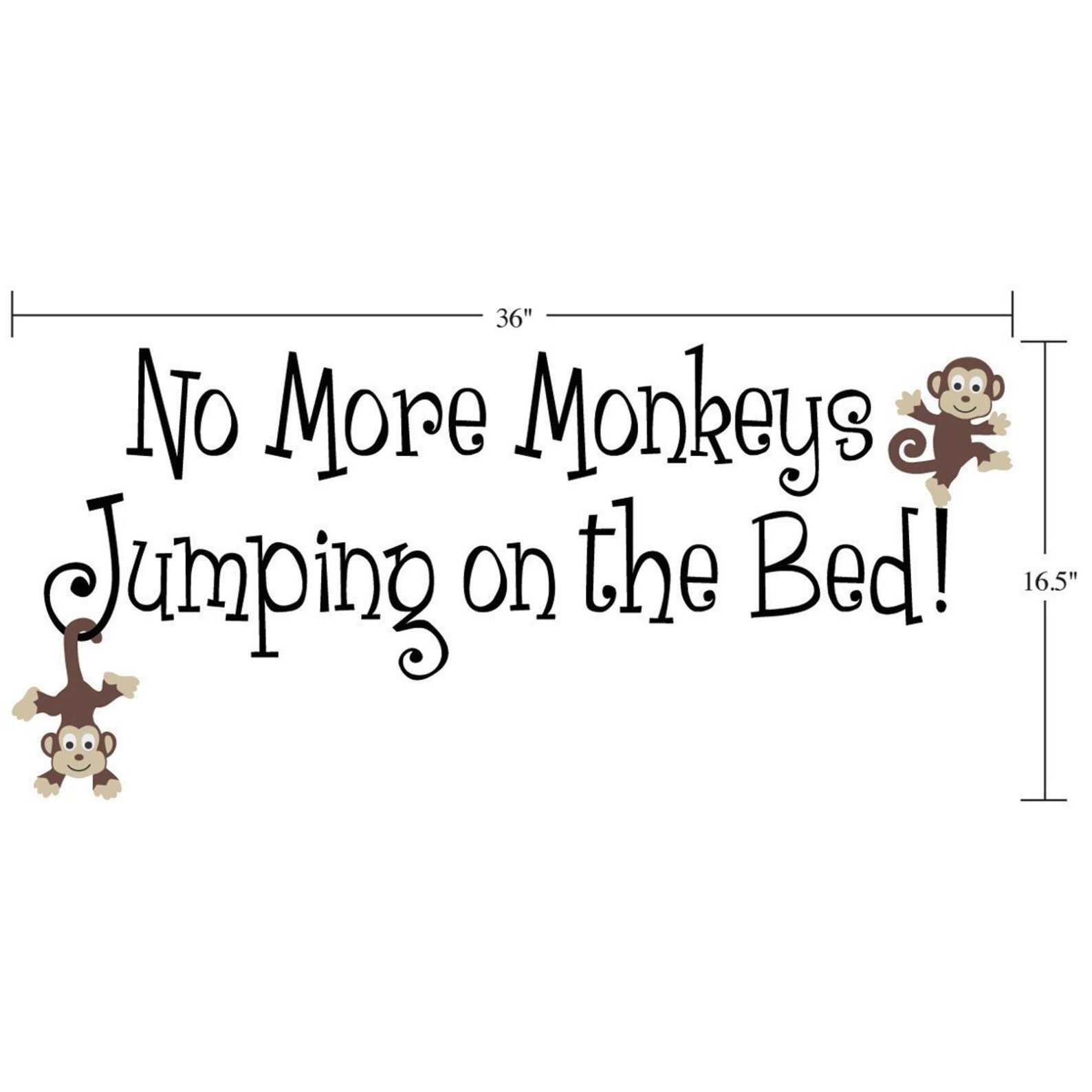 No More Monkeys Jumping on the Bed Decal Quote Wall Decal - Etsy