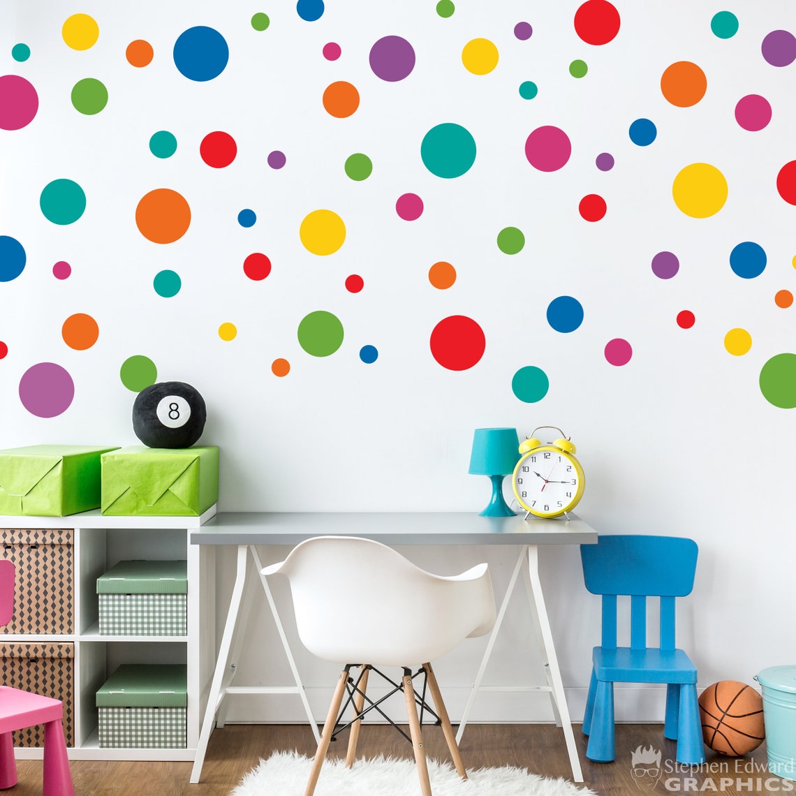 Rainbow Polka Dot Wall Decal Set Set of 67 Polka Dots - Etsy