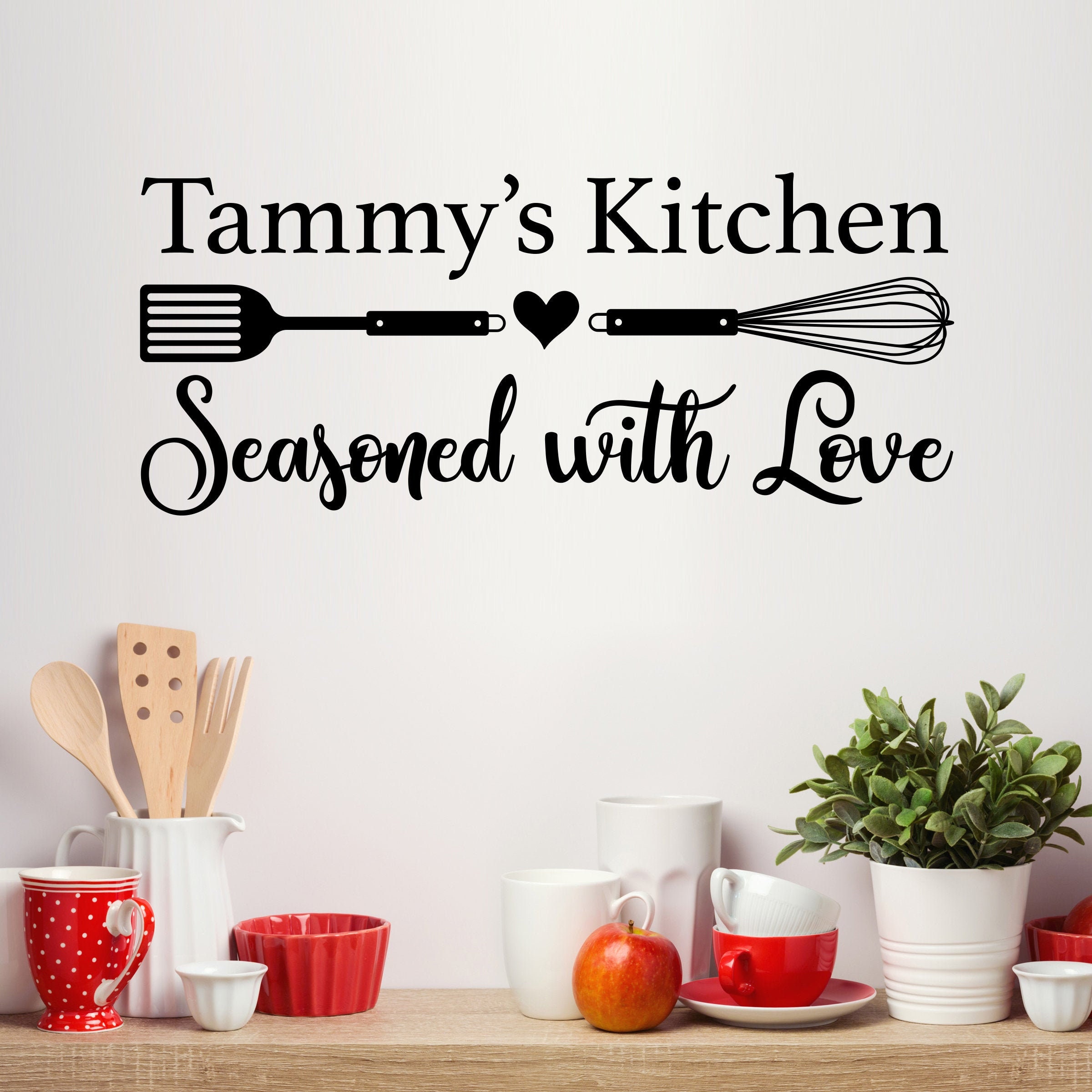 Personalized Name Kitchen Wall Decal Seasoned With Love | Etsy