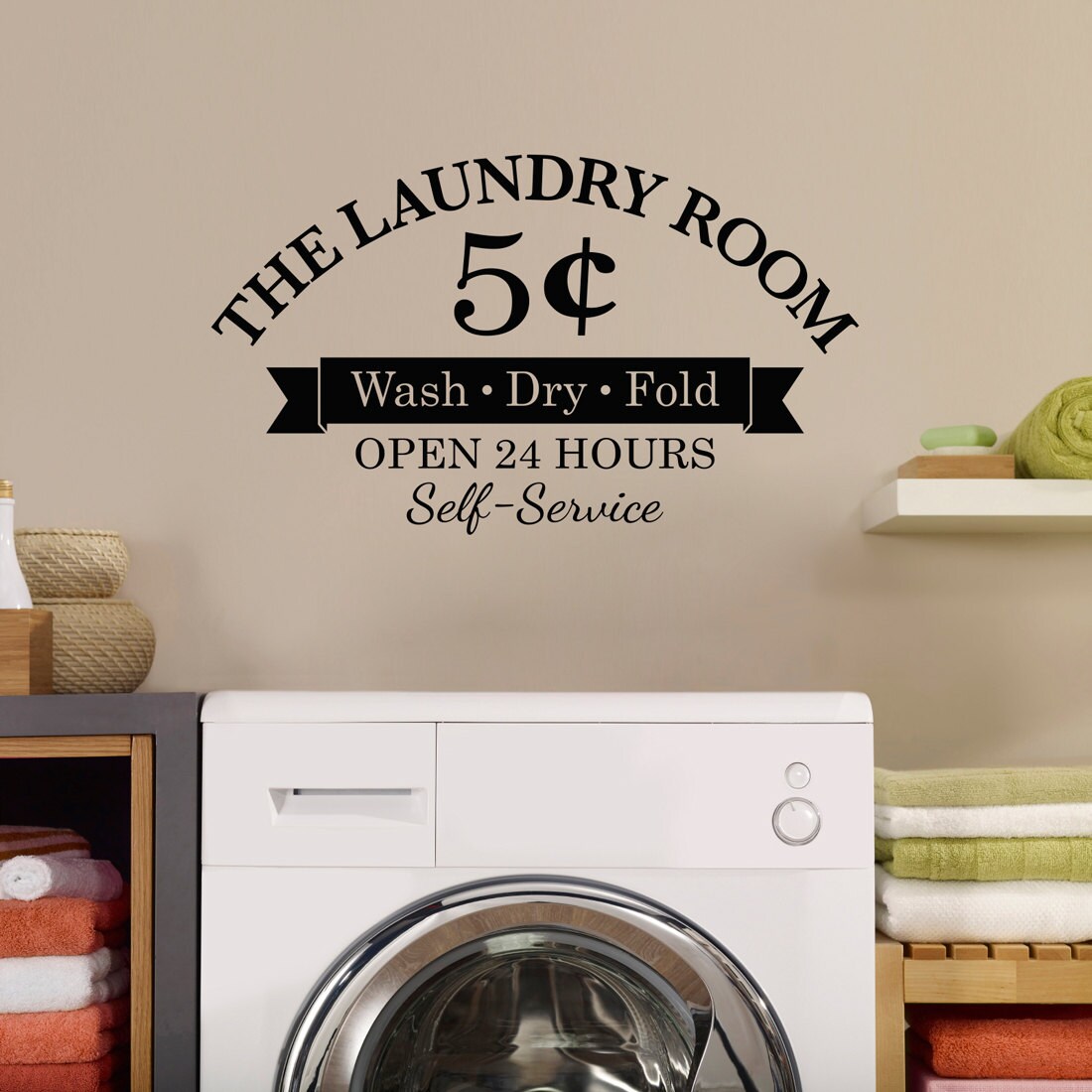 Laundry Room Decal 5 Cents Wash Dry Fold Open 24 Hours | Etsy