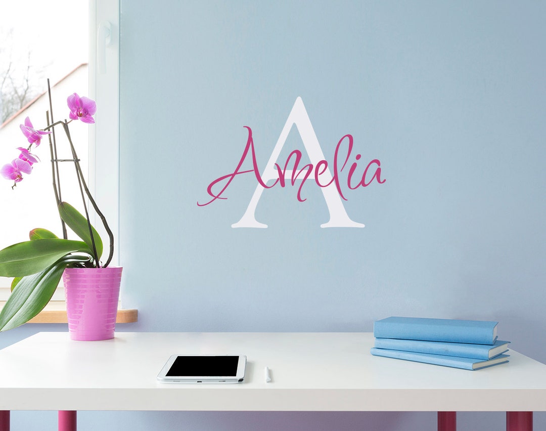 Initial & Name Wall Decal Girls Name Decal Initial Wall - Etsy