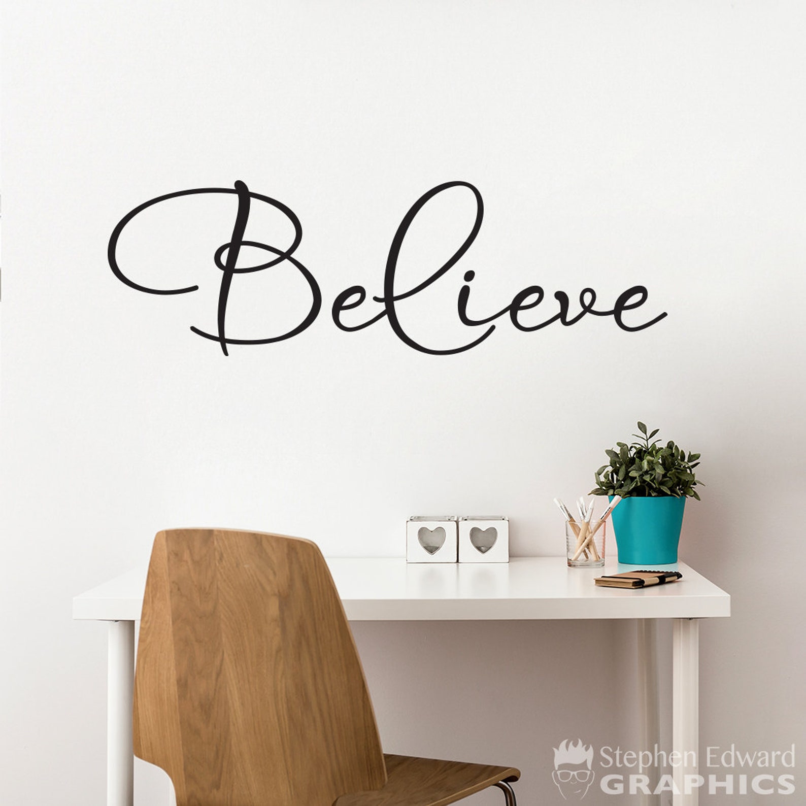 Believe Decal Office Wall Sticker Bedroom Decor Dorm | Etsy