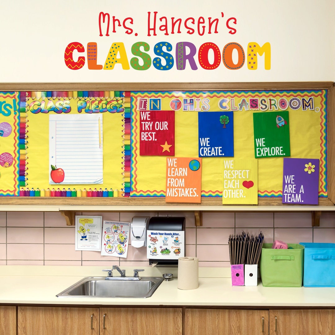 Classroom Decal With Personalized Teacher Name | School Wall Decor ...