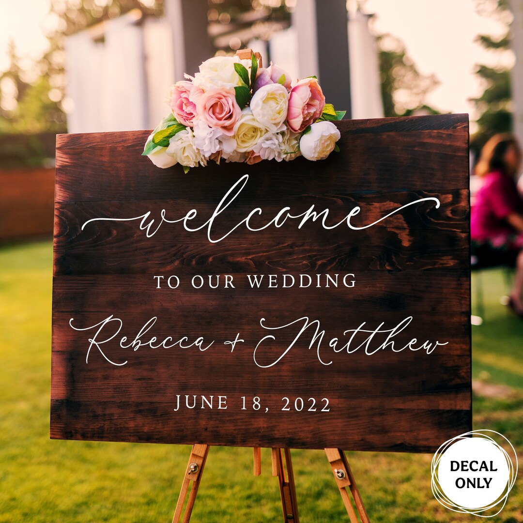 Personalized Wedding Welcome Sign Decal: Custom Names & Date - Etsy