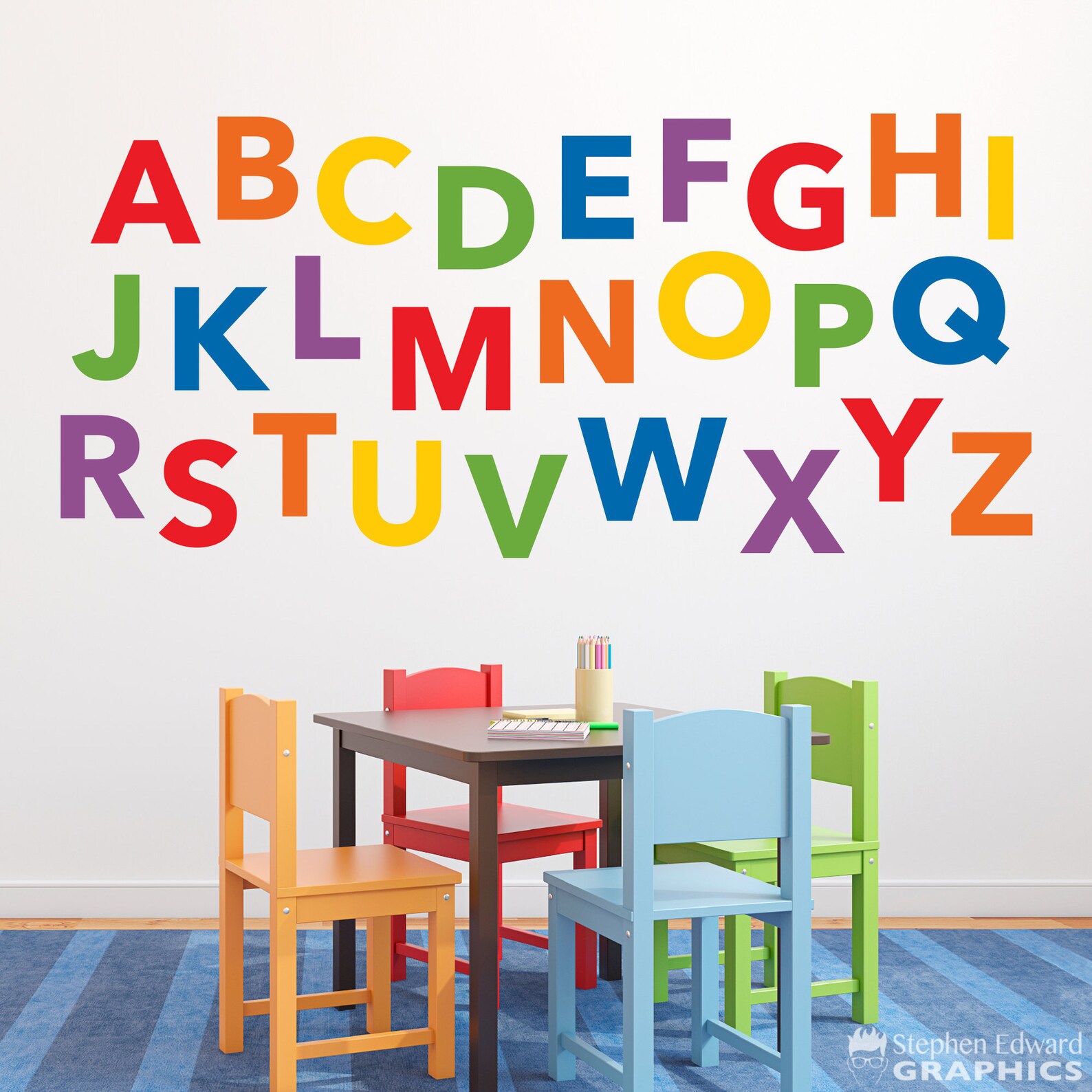 Uppercase Alphabet Decal Set Letter Wall Stickers Children - Etsy