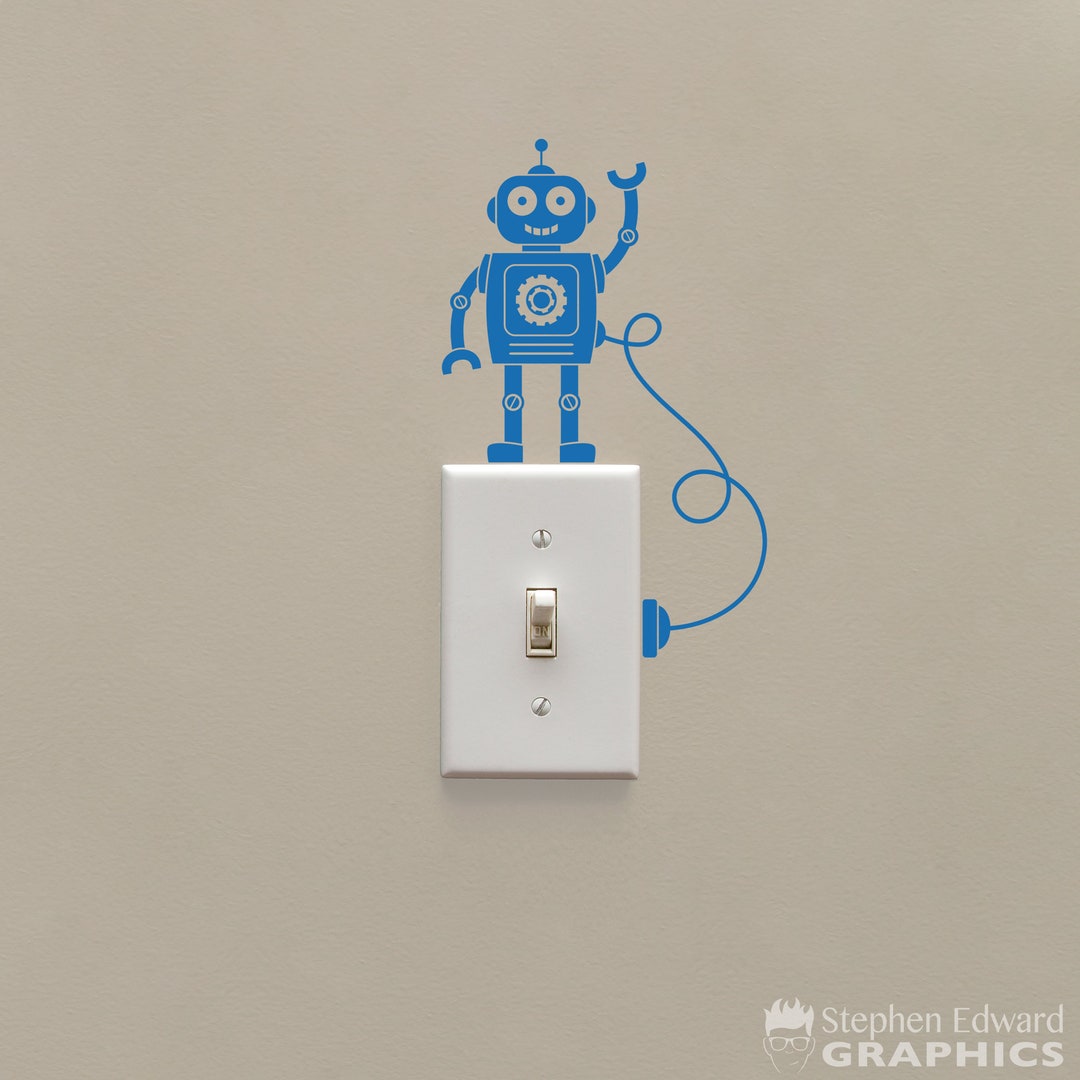 Robot Light Switch Decal | Robot Sticker | Lightswitch Cover Decor - Etsy