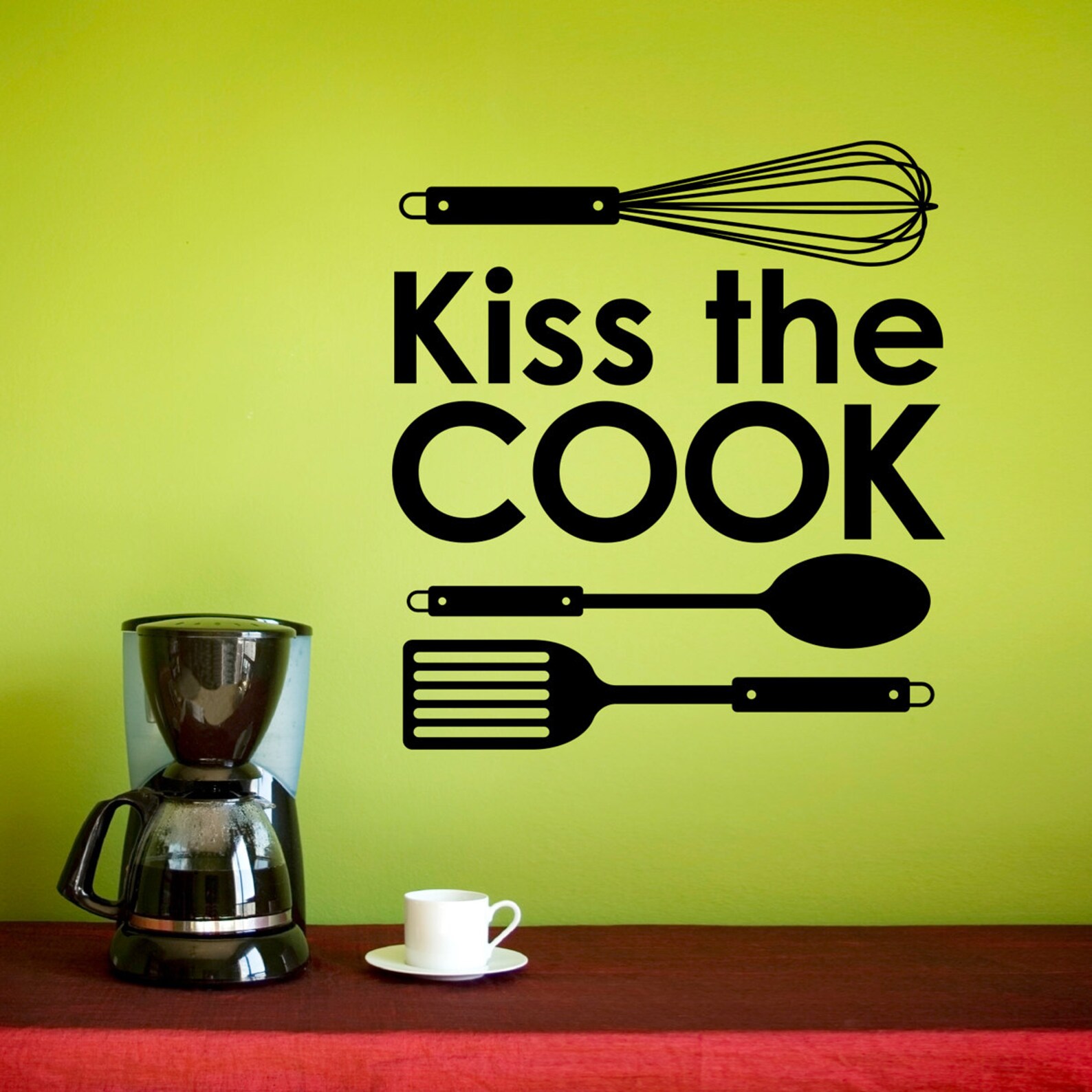 Kiss the Cook Decal Whisk Spoon Flipper Kitchen Wall Decor | Etsy