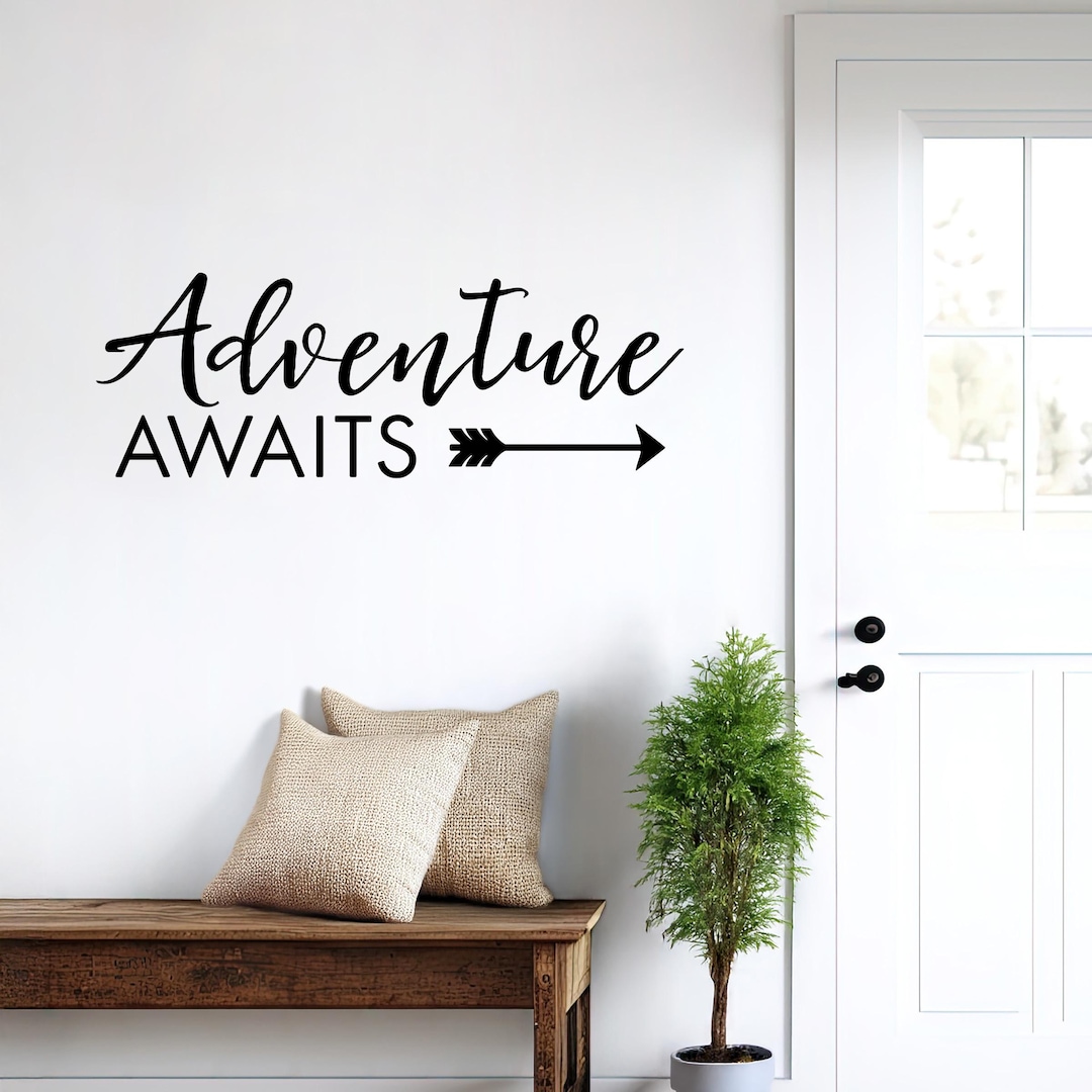 Adventure Awaits Wall Decal | Explore Quote Vinyl | Inspirational Wall ...