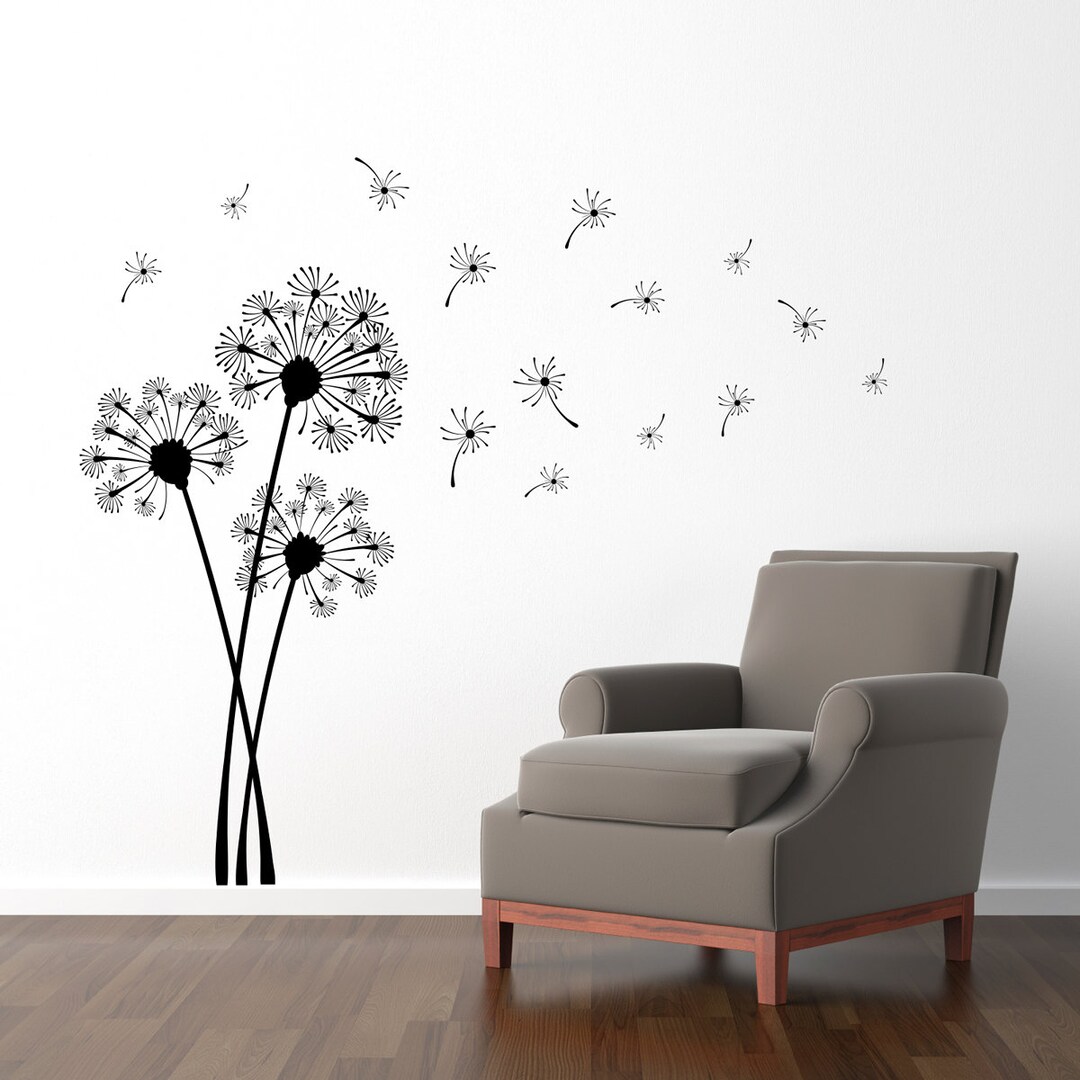 Dandelion Wall Decal Set | Dandelions Blowing in the Wind | Flower Wall ...