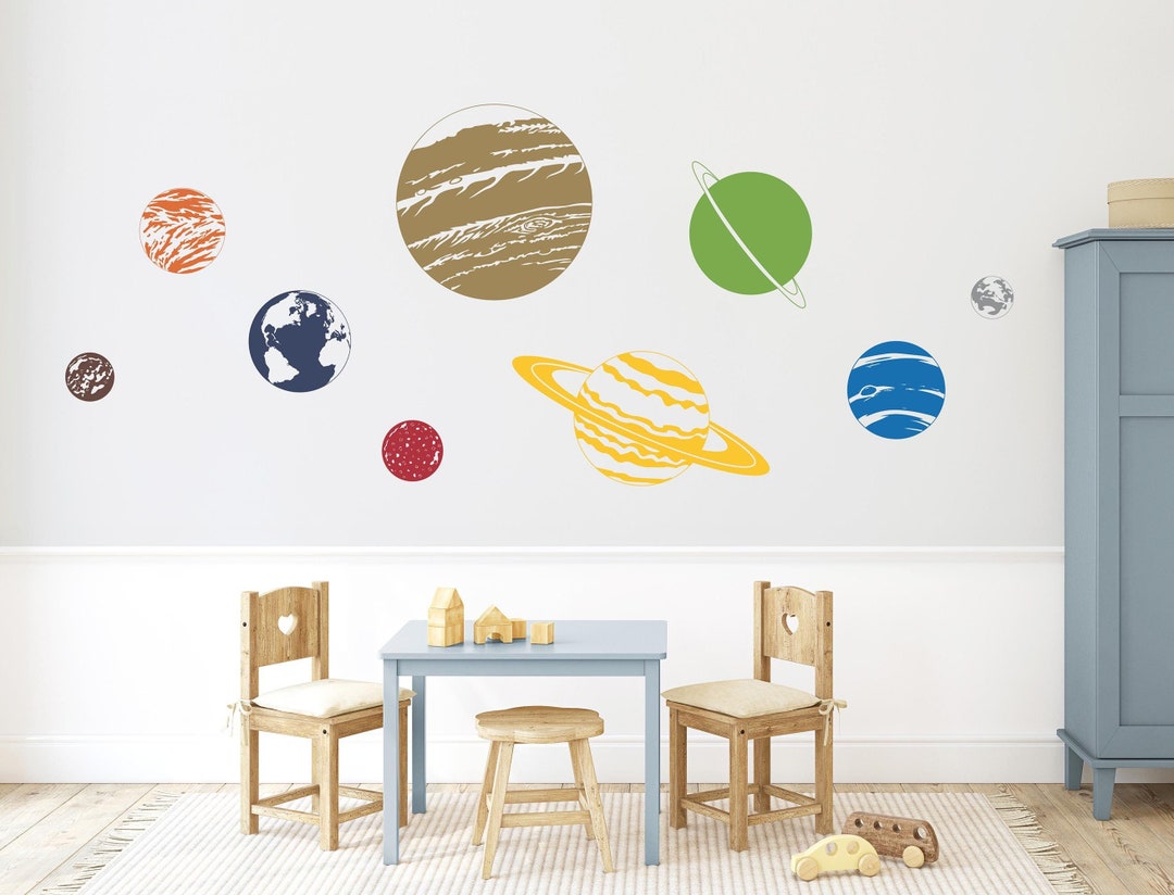 Planet Wall Decal Set | Solar System Sticker Wall Decor | Children Wall ...