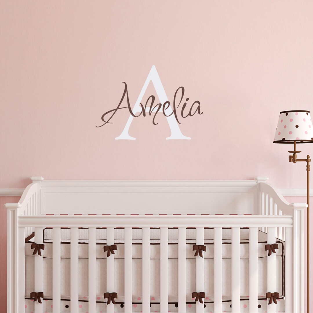 Initial & Name Wall Decal Girls Name Decal Initial Wall Sticker Medium ...