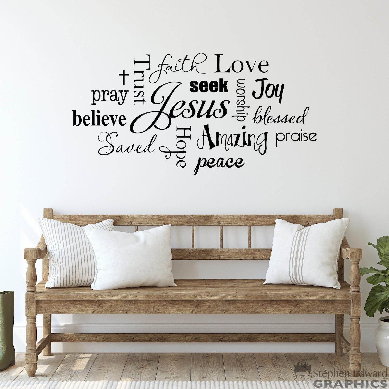 Jesus Wall Decal Christian Subway Art Decor Trust Joy - Etsy