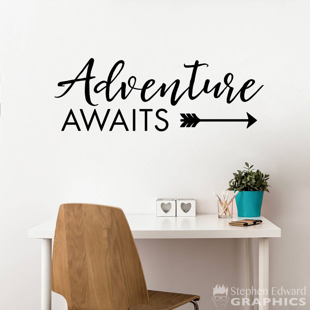 Adventure Awaits Wall Decal Adventure Quote Vinyl Arrow Decal - Etsy