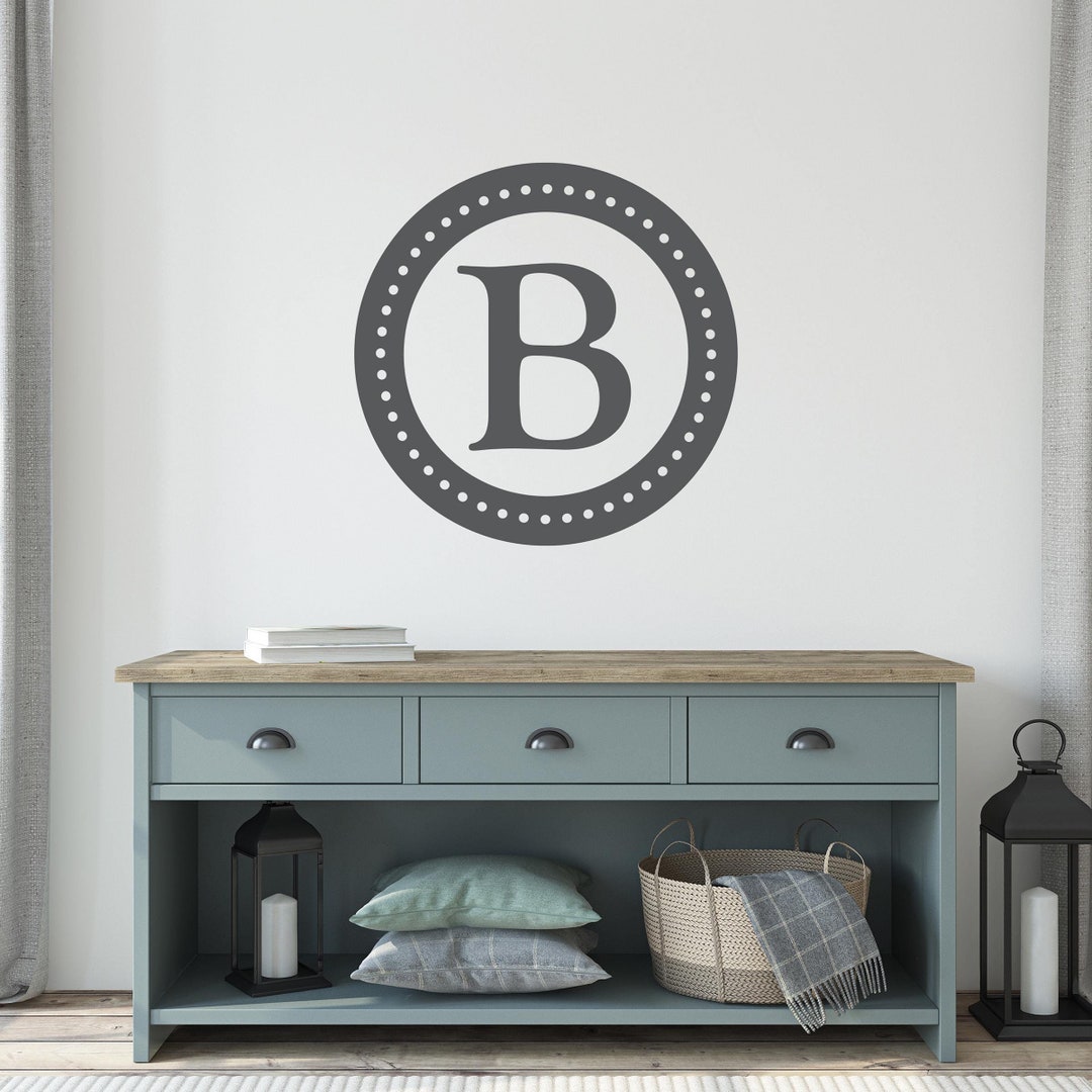 Personalized Initial Circle Wall Decal: Monogram Vinyl Sticker - Etsy