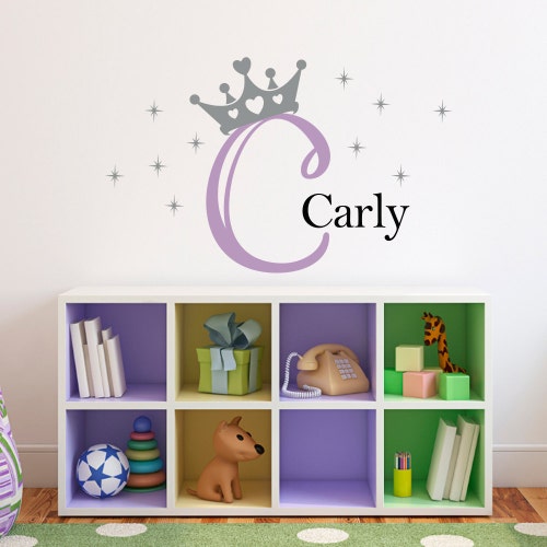 Personalized Princess Crown Decal Set Initial Name Girl Wall - Etsy