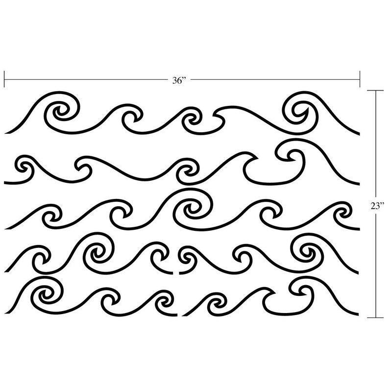 Curly Waves Wall Decal Ocean Decor Water Decal Vinyl - Etsy