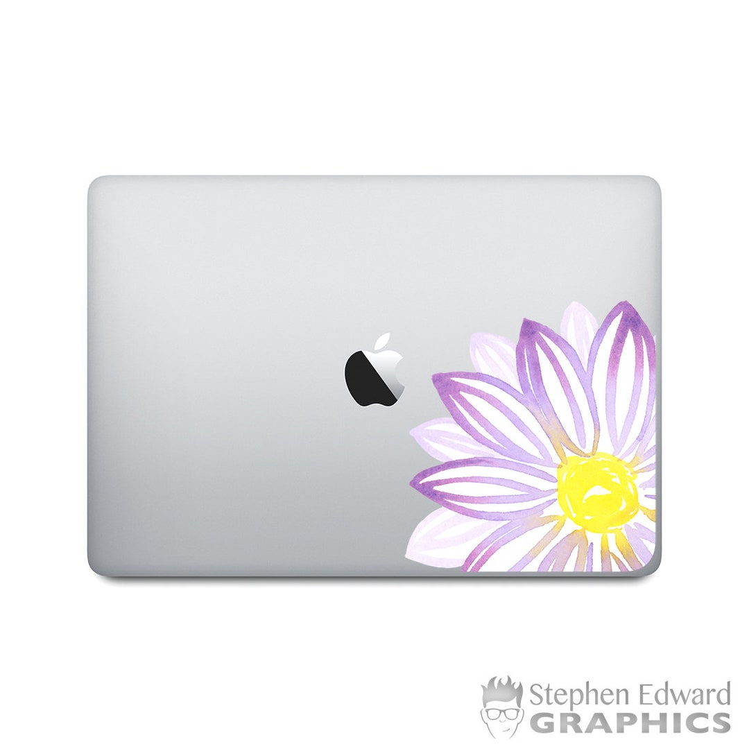Purple Watercolor Flower Laptop Decal | Watercolor MacBook Sticker ...