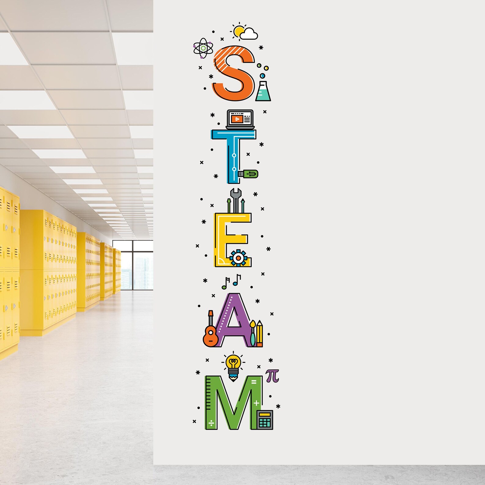 STEAM Decal | Vertical Classroom Wall Art | Science Technology ...