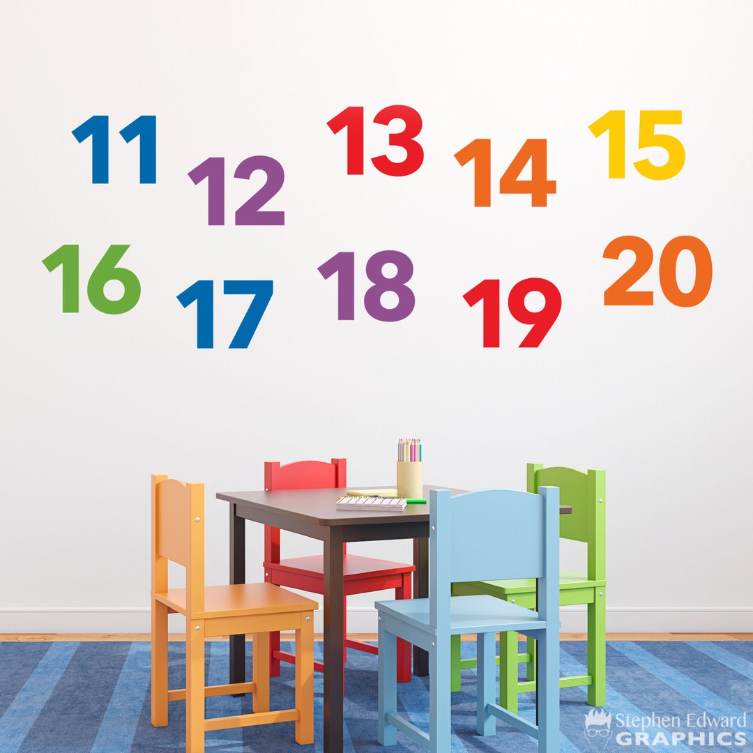 Number Set | Numbers 11-20 Wall Decals | Children Wall Art | Classroom ...