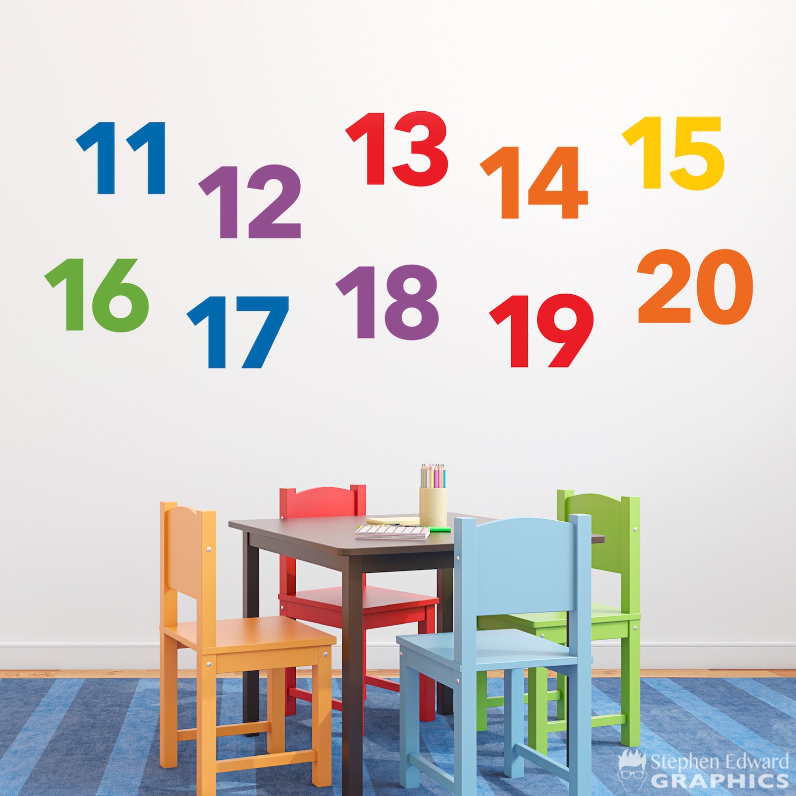 Number Set Numbers 11-20 Wall Decals Children Wall Art - Etsy
